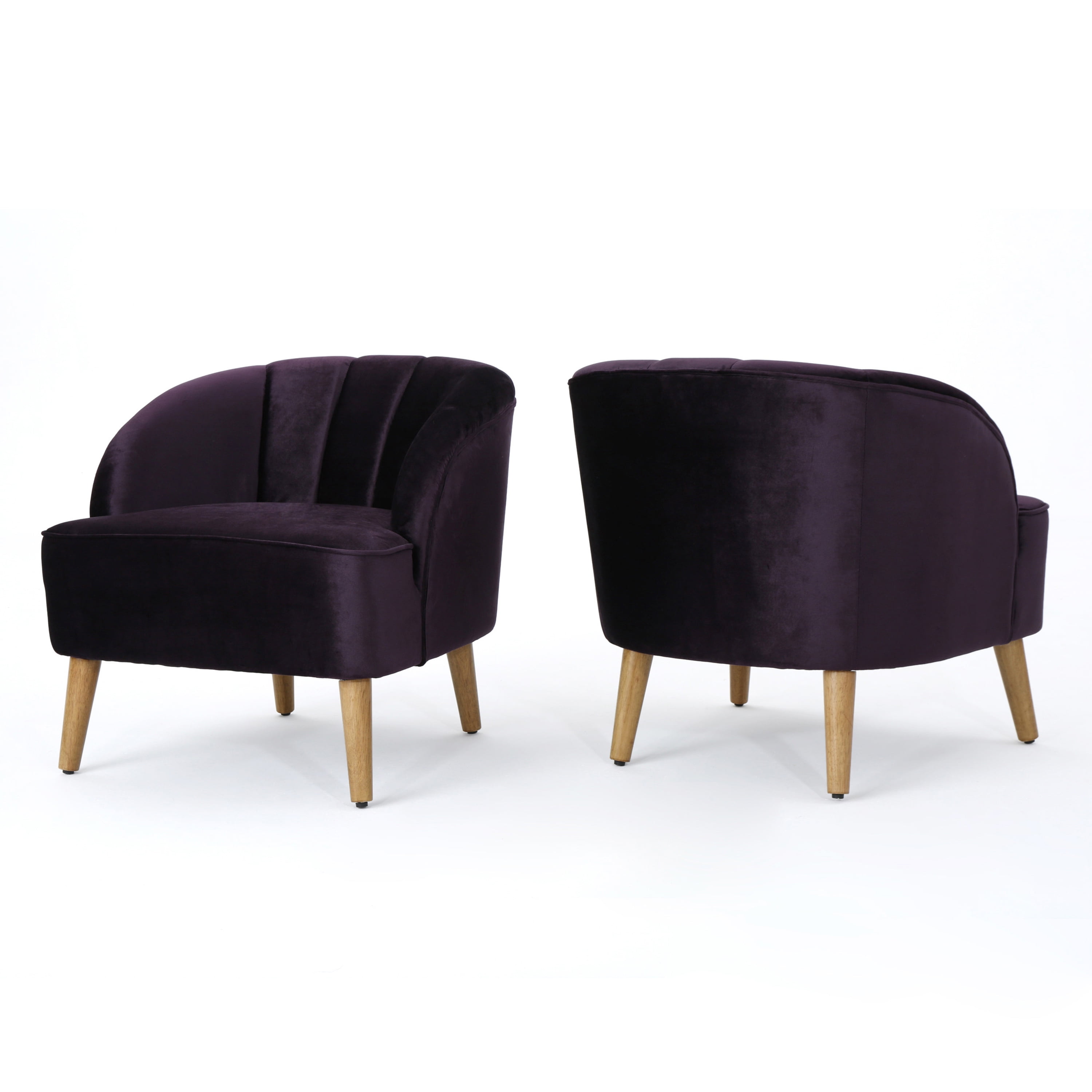 GDF Studio Scarlett Modern Velvet Channel Stitch Club Chairs, Set of 2 ...