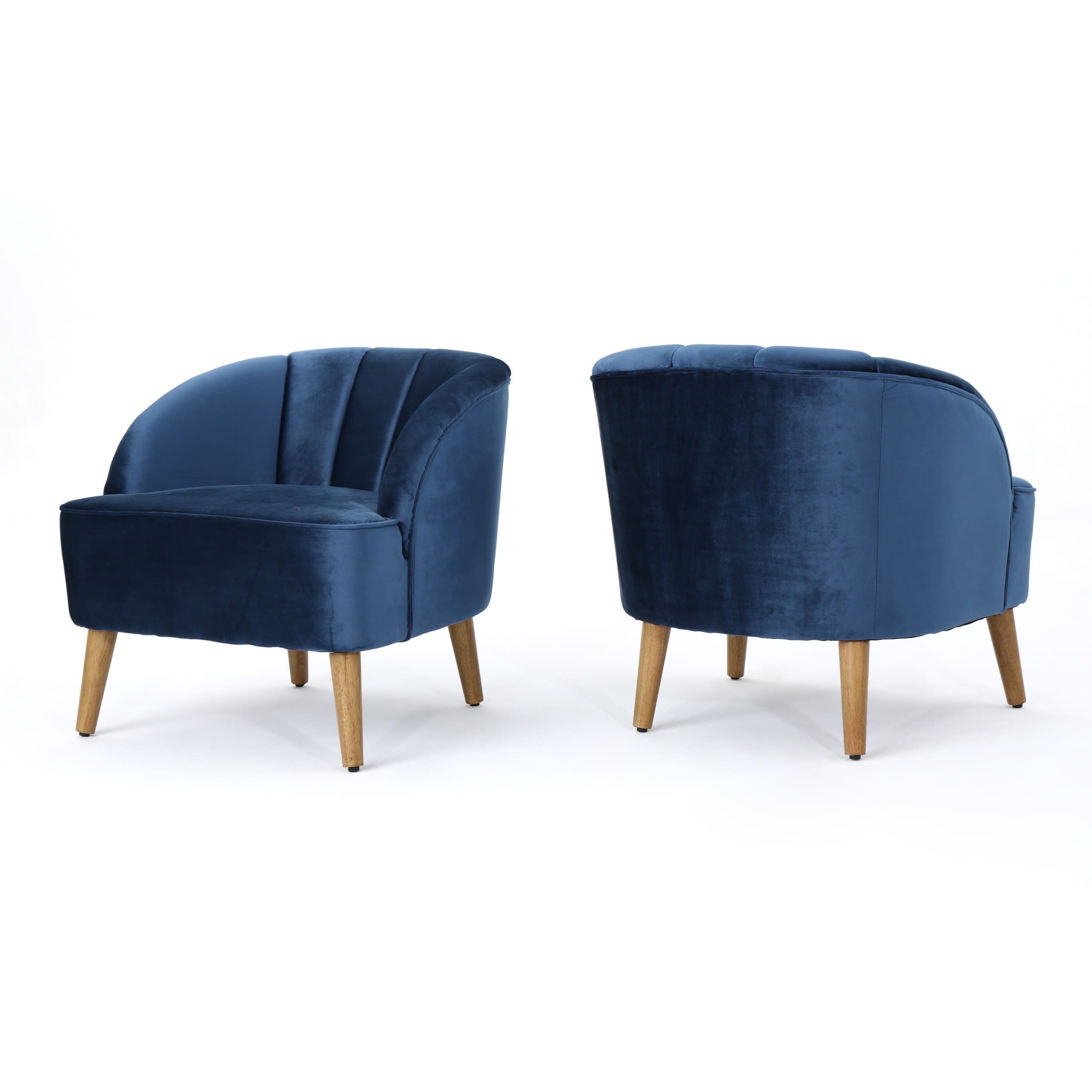 GDF Studio Scarlett Modern Velvet Channel Stitch Club Chairs, Set of 2 ...