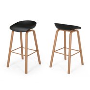 GDF Studio Fir Wood & Iron Bar Stools, Adjustable, Swivel, Set of 2 ...