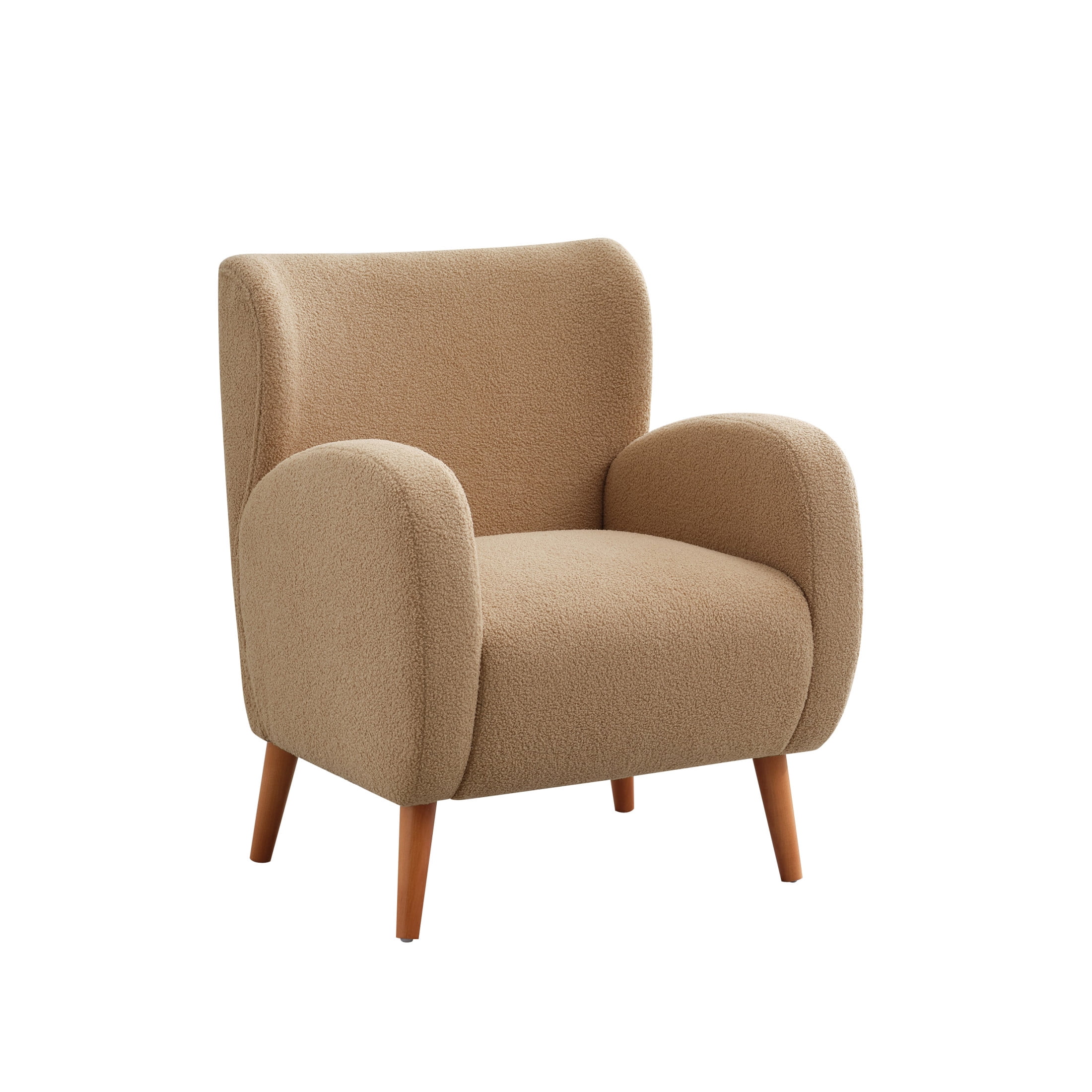 GDF Studio Stylish Boucle Wingback Lounge Chair with Solid Wood Legs ...