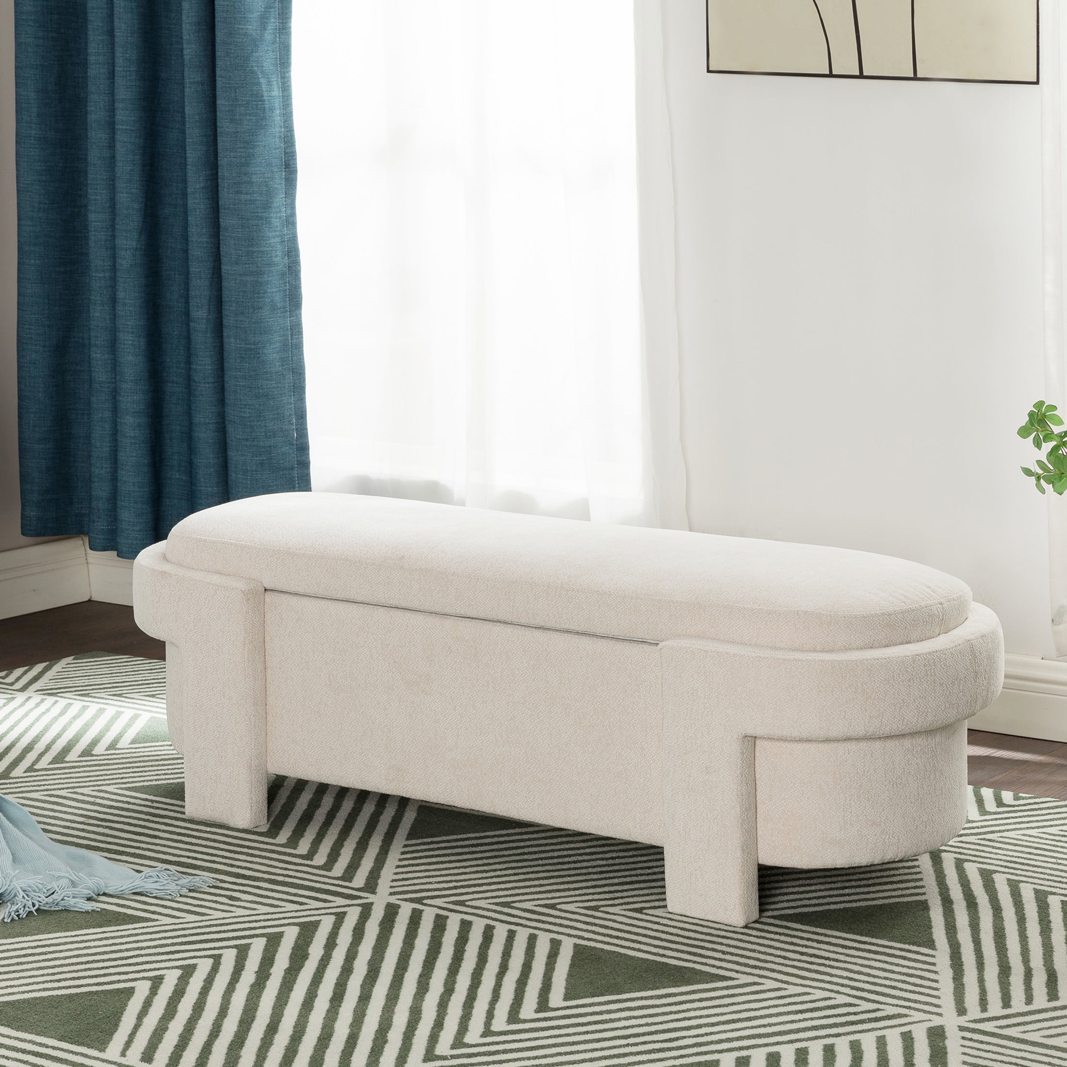 GDF Studio Stylish Storage Ottoman Bench, Beige - Walmart.com