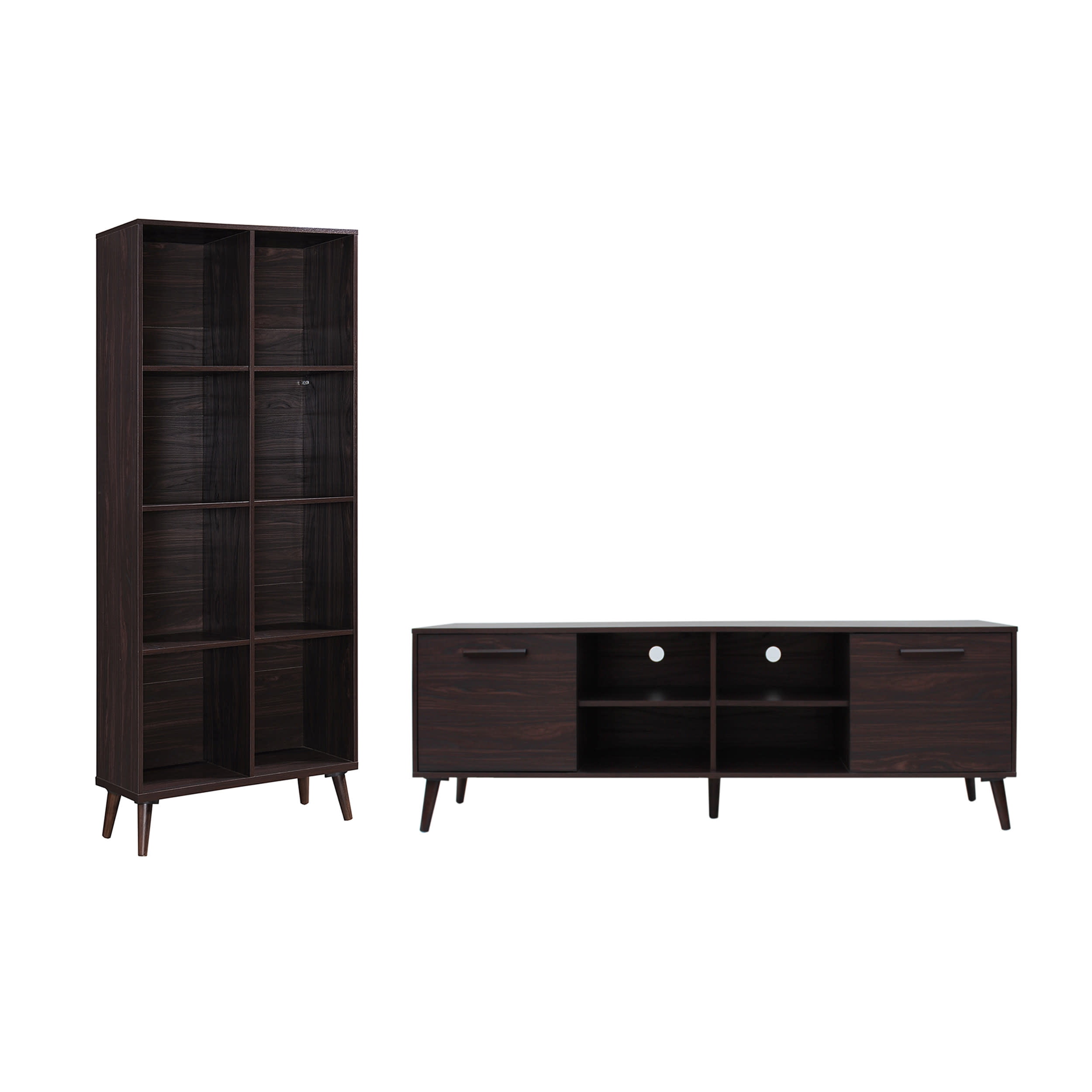 GDF Studio Thomas Mid Century Modern 2 Piece Entertainment Center ...