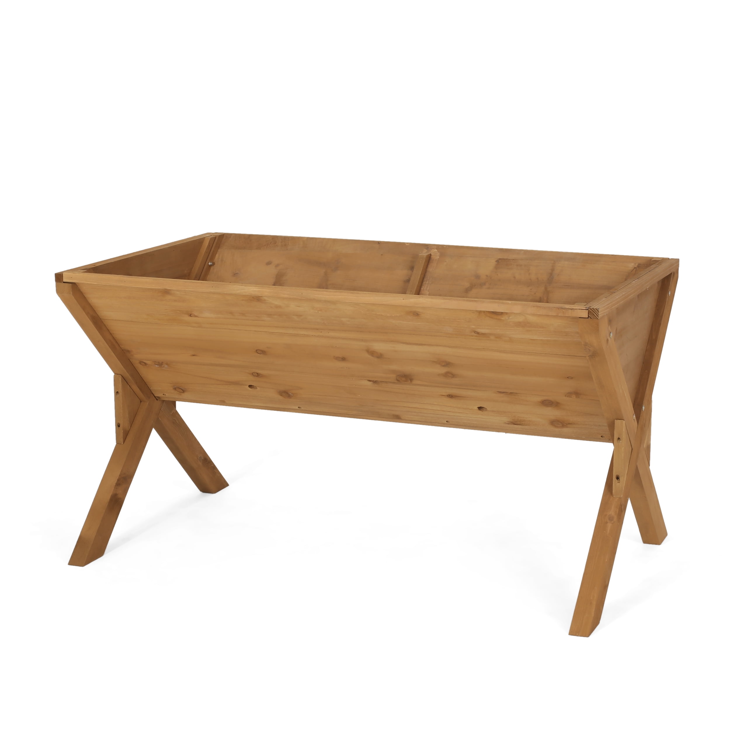 GDF Studio Thorsen Outdoor Fir Wood Plant Trough Planter, Teak ...