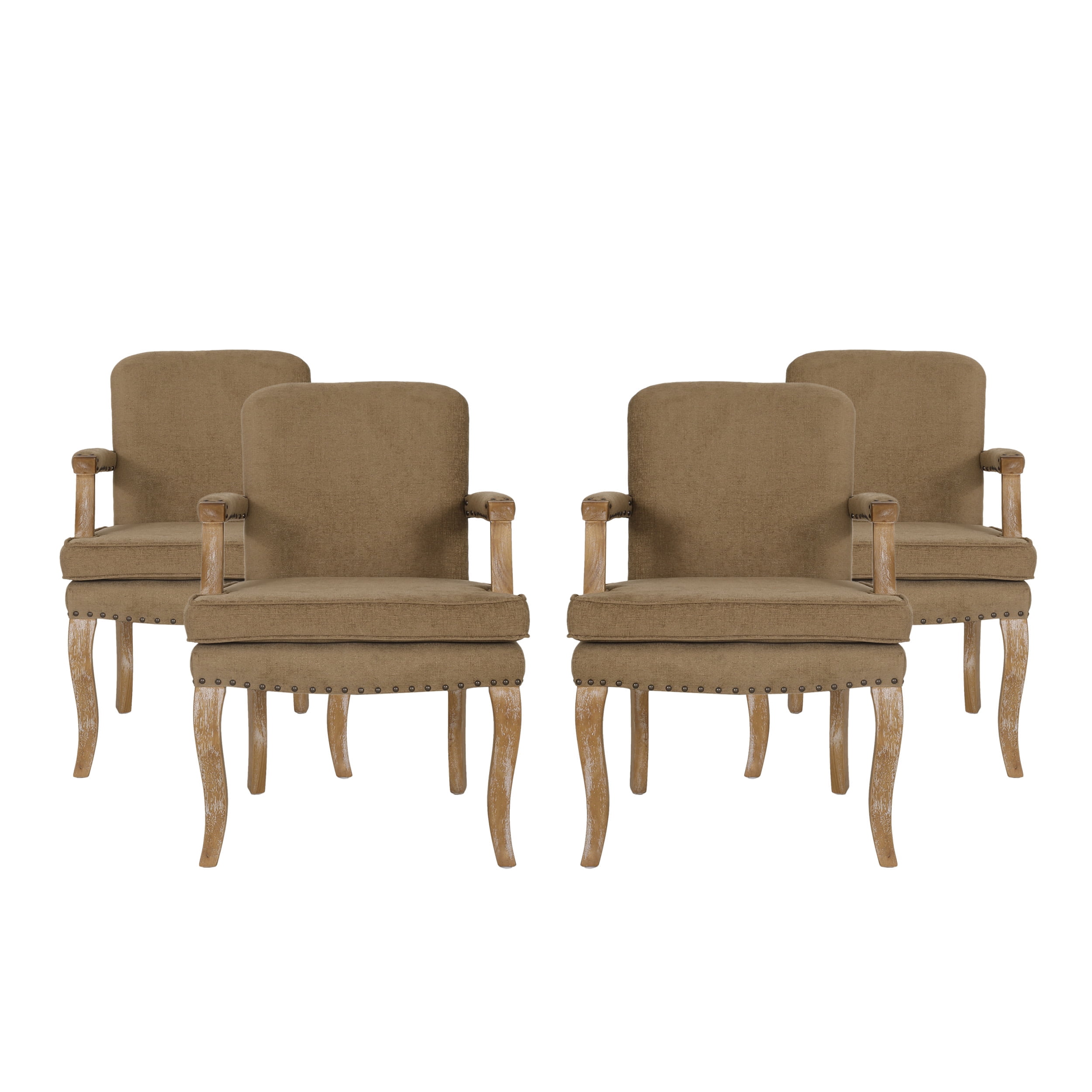 GDF Studio Tim French Country Dining Arm Chairs with Nailhead Trim, Set ...
