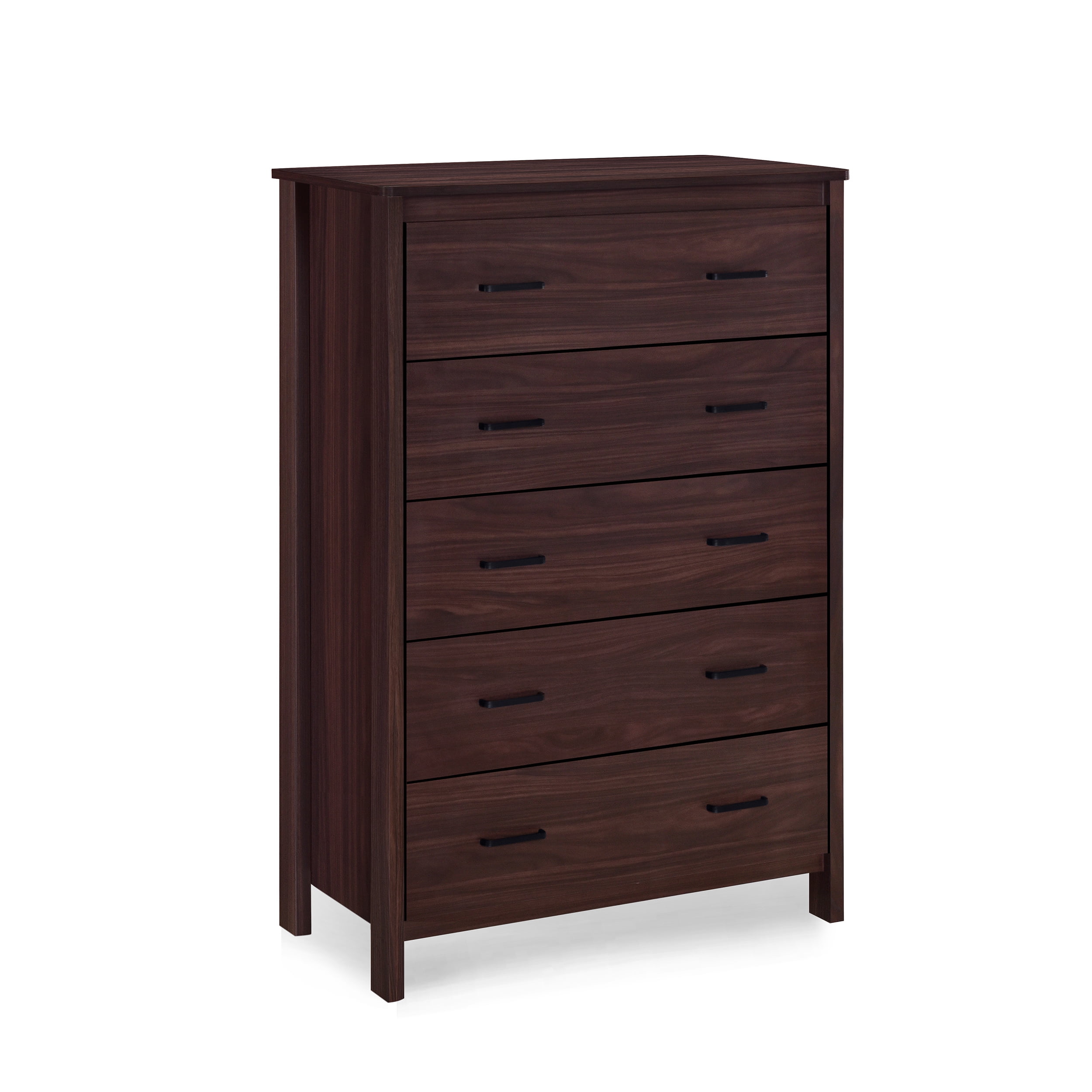 GDF Studio Titeca Contemporary Faux Wood 5 Drawer Dresser, Walnut ...
