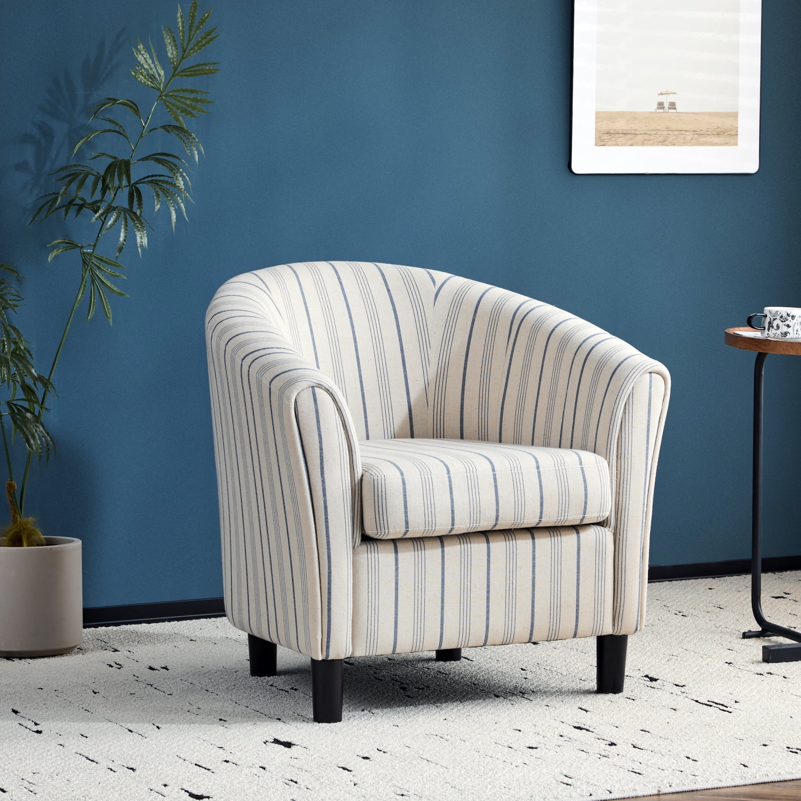 GDF Studio Transitional Stripe Upholstery Tub Club Chair with Solid ...