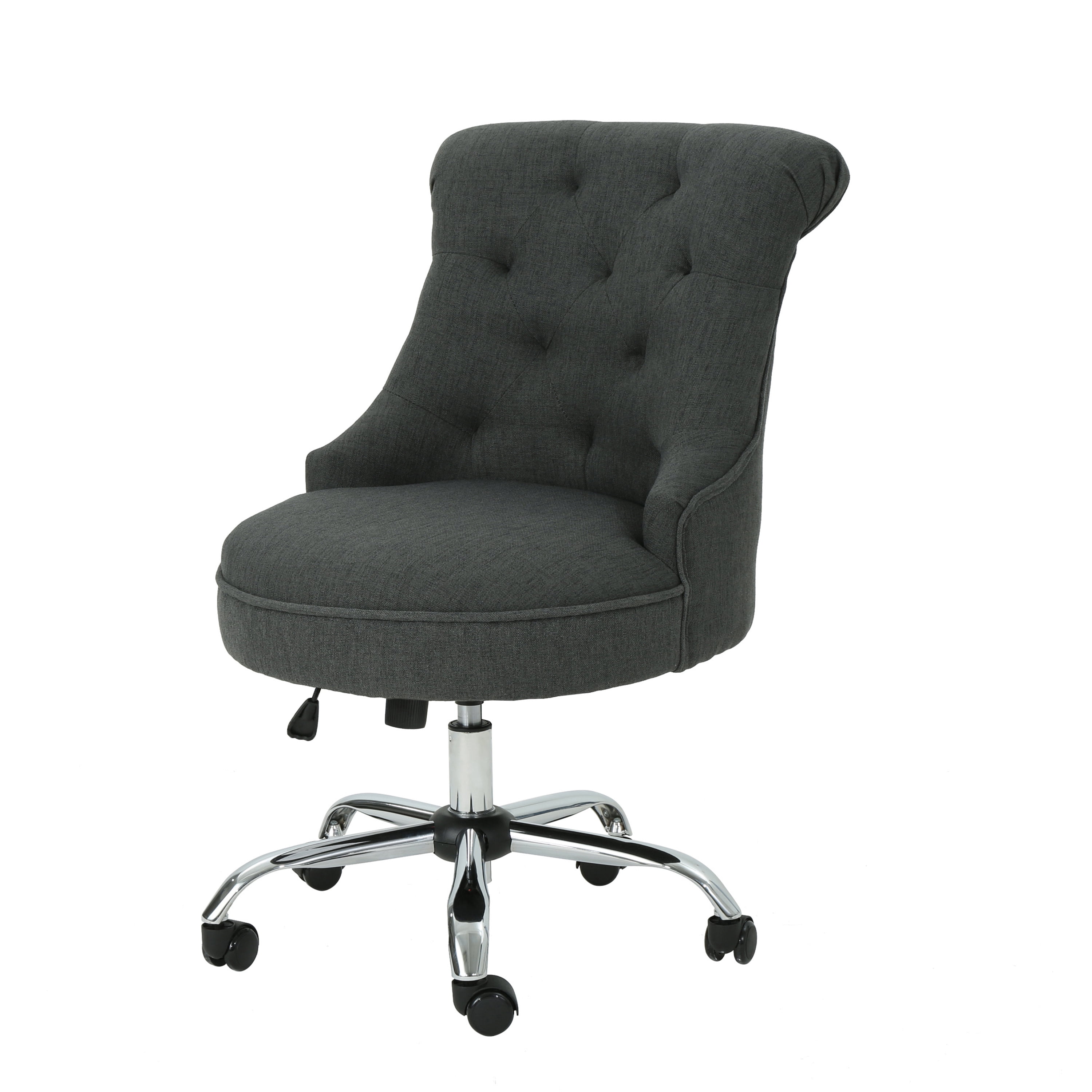 GDF Studio Tyesha Contemporary Tufted Swivel Office Chair, Dark Gray ...