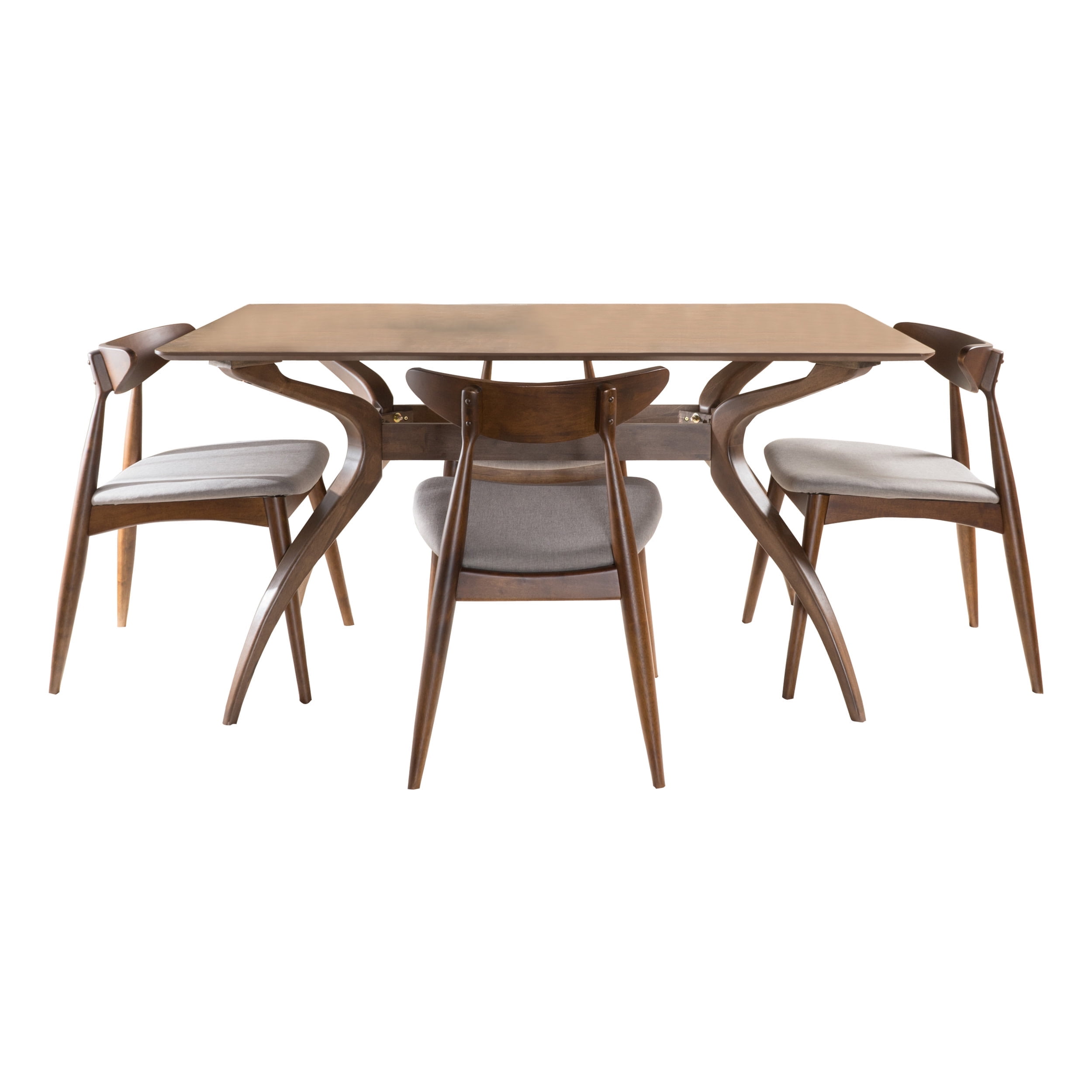 GDF Studio Wales Mid Century Modern Fabric Upholstered 5 Piece Dining ...