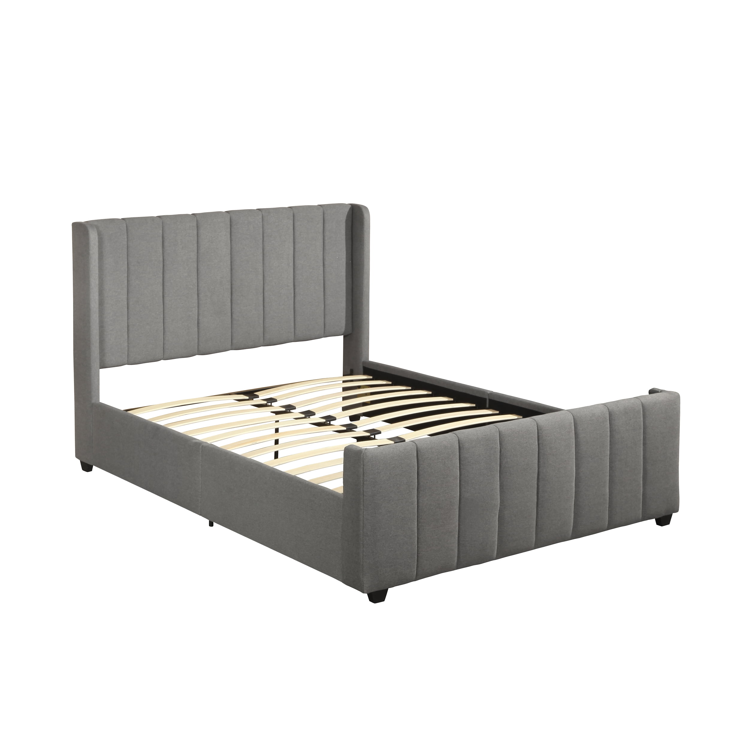 GDF Studio Upholstered Modern Queen Size Platform Wood Bed, Charcoal ...