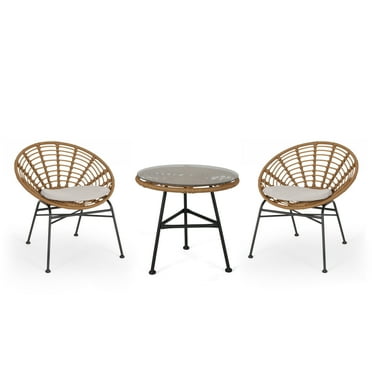 Mainstays Skyler Steel 3-Piece Wicker Rope Chat Set, Grey - Walmart.com