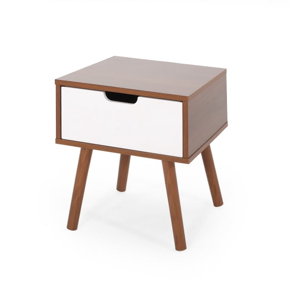 GDF Studio Mid-Century Modern Wesley End Table with Drawer, Pine ...