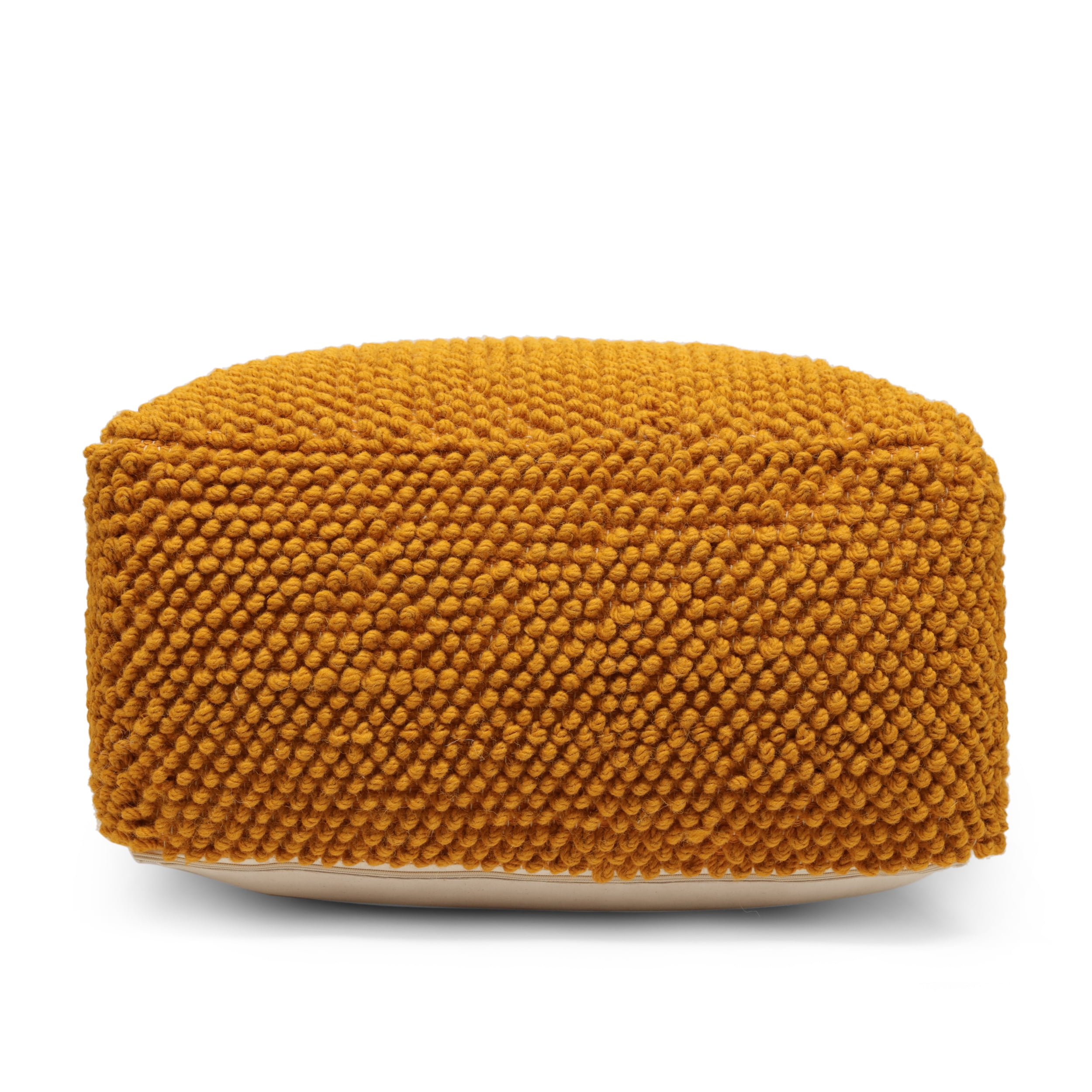 GDF Studio Wilsey Boho Handcrafted Tufted Fabric Square Pouf, Yellow ...
