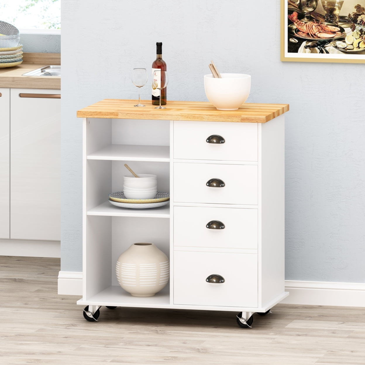 Yohaan Contemporary Kitchen Cart with Wheels - Walmart.com
