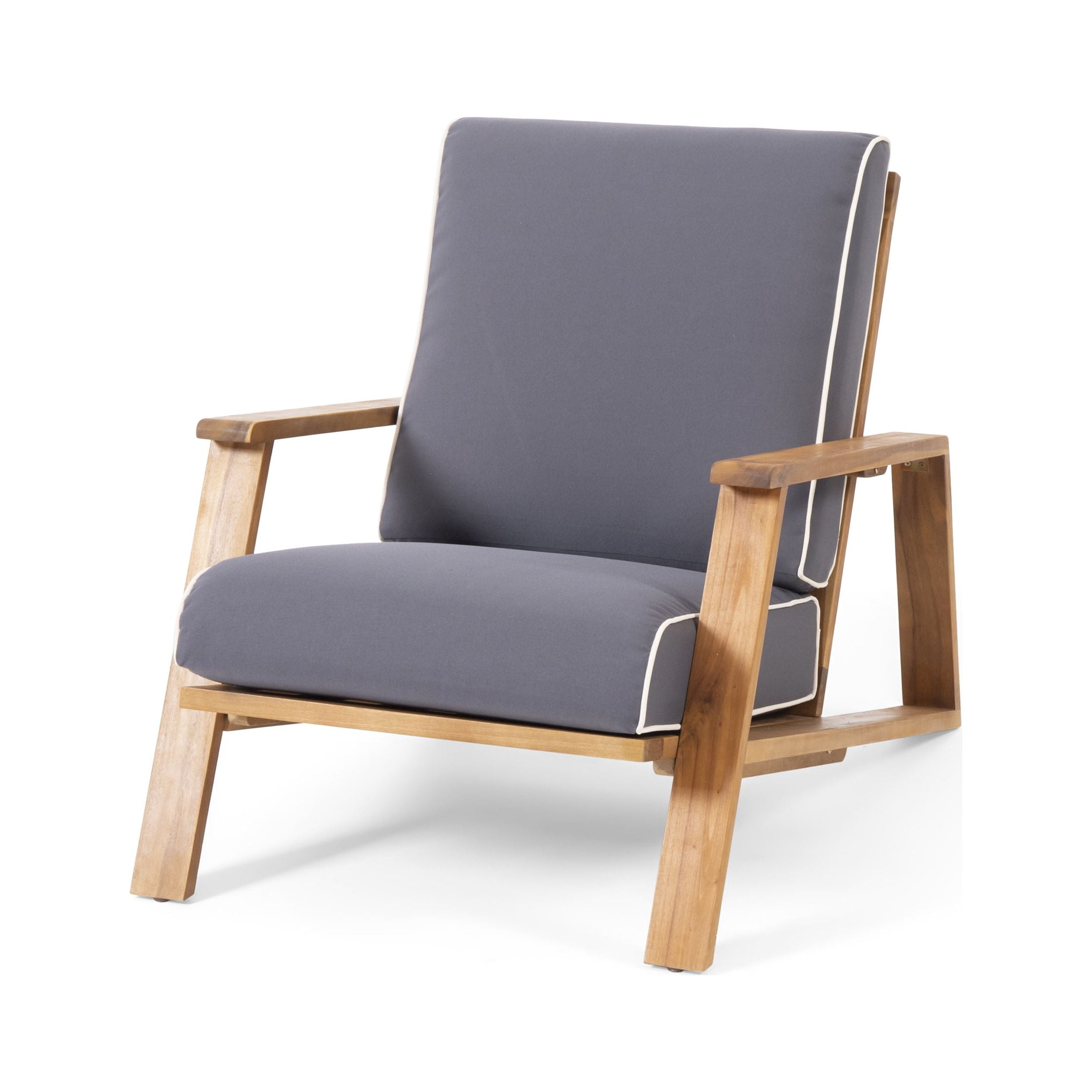 GDF Studio Youssef Outdoor Acacia Wood Club Chair with Cushion, Teak ...