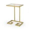 GDF Studio Zaragoza Modern Glam Glass Top C Shaped Side Table, Gold ...