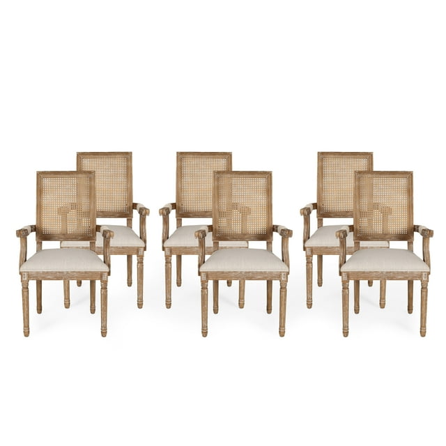 GDF Studio Zentner French Country Upholstered Wood and Cane Upholstered ...