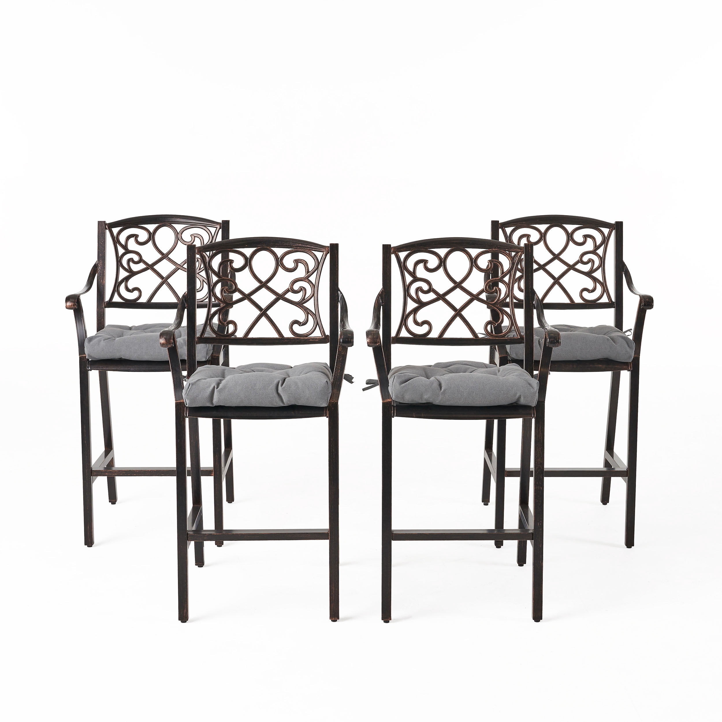 GDF Studio Zumba Outdoor Cast Aluminum 28.5 Inch Barstools with Cushion ...