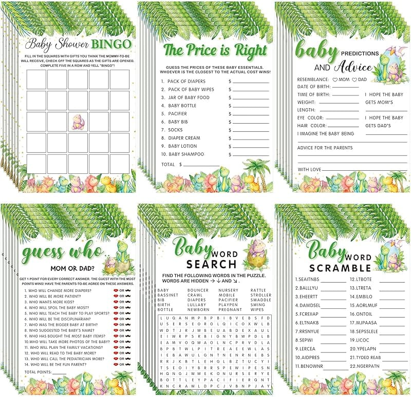 GDFW Jetec 302 Pcs Butterfly Theme Baby Shower Games - 6 Games, 50 ...