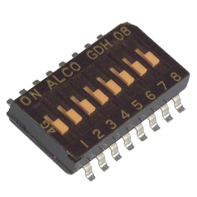 GDH08S Dip Switch SPST 8 Position Surface Mount Slide (Standard ...