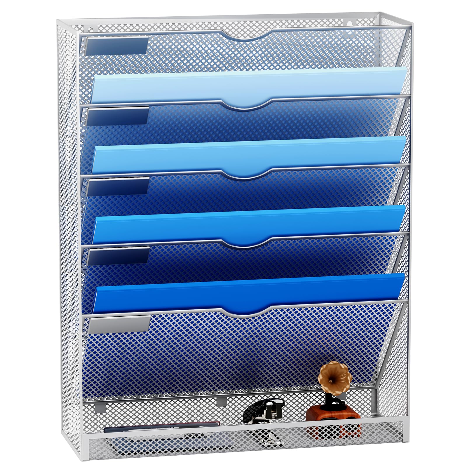 GDINDINFAN Hanging Wall File Organizer 6 Tier Wall Mounted File Holder ...