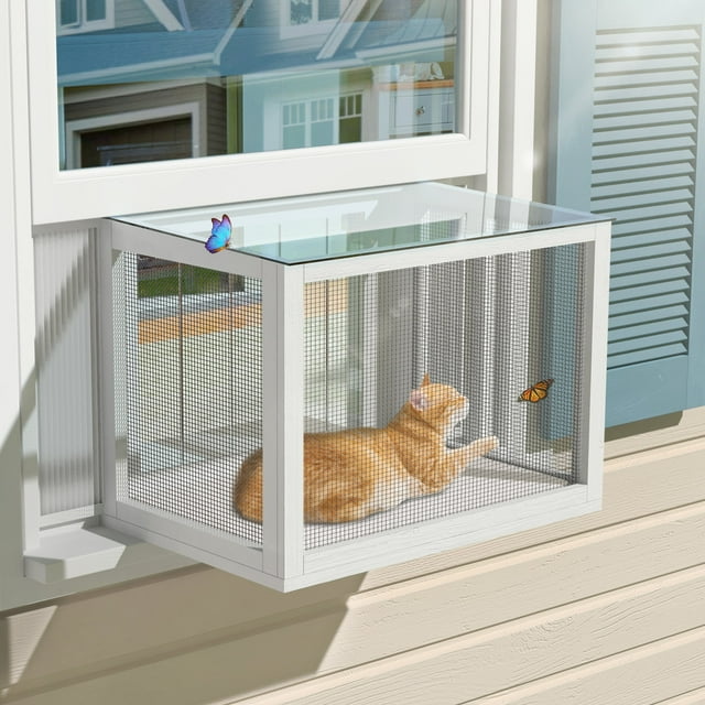 GDLF Cat Window Box,Window Catio Fits Double Hung Windows 24" to 42.5 ...