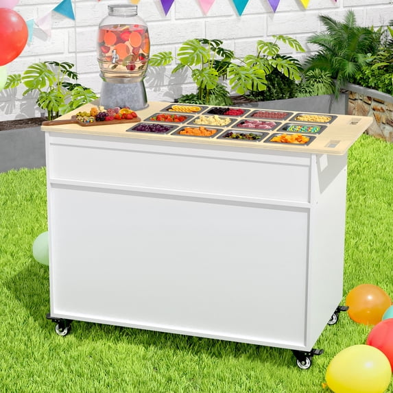 GDLF Charcuterie Cart with Stainless Steel Food Pans, Mobile Pizza ...