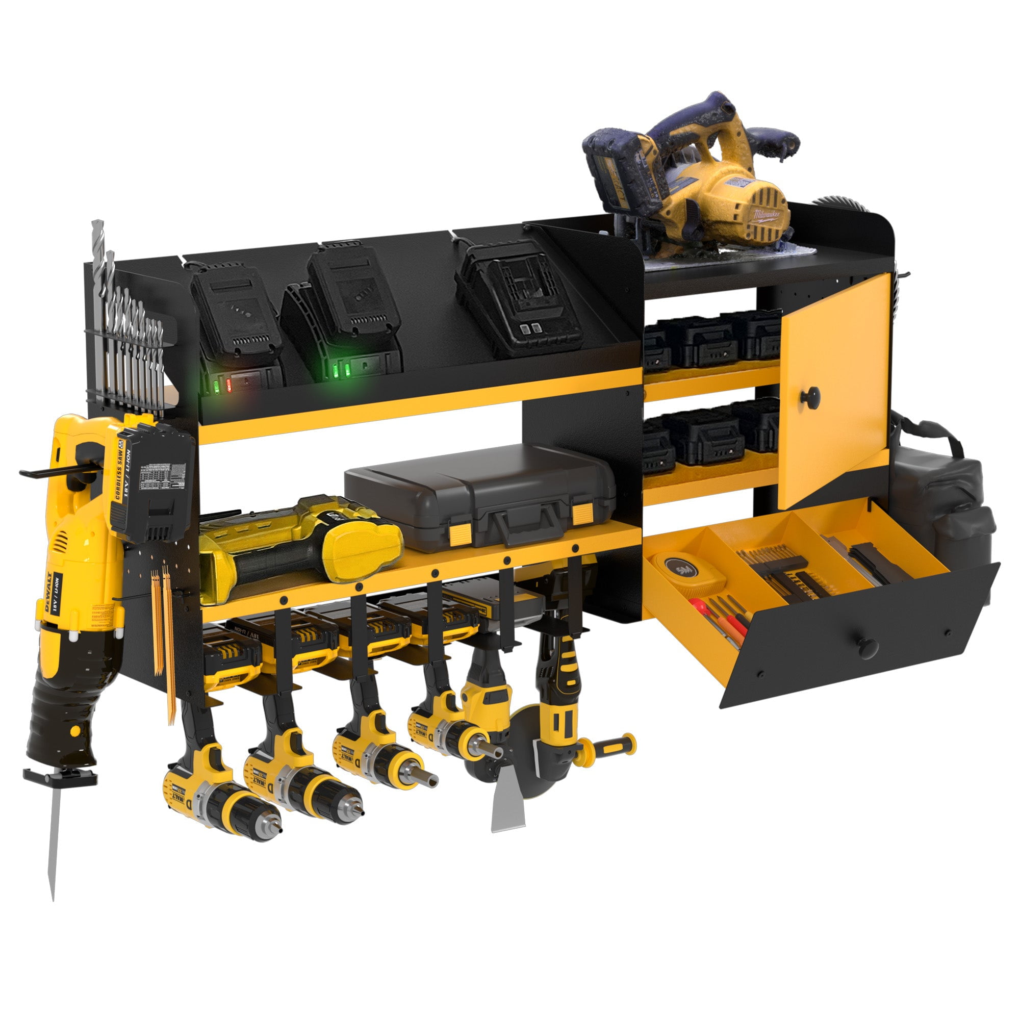"GDLF Cordless Power Tool Rack, Heavy Duty Garage Organizer, Wall Mount ...