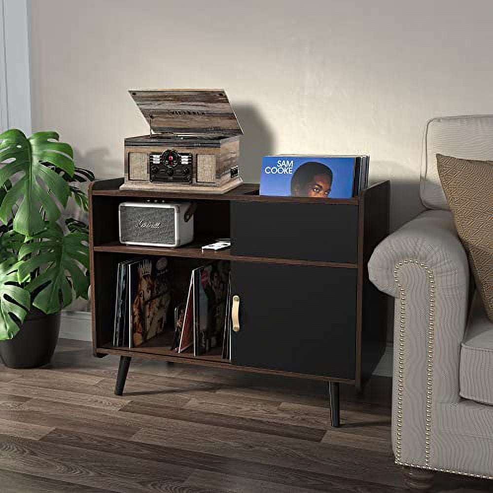 GDLF Large Record Player Stand, Vinyl Record Storage Cabinet with Power ...