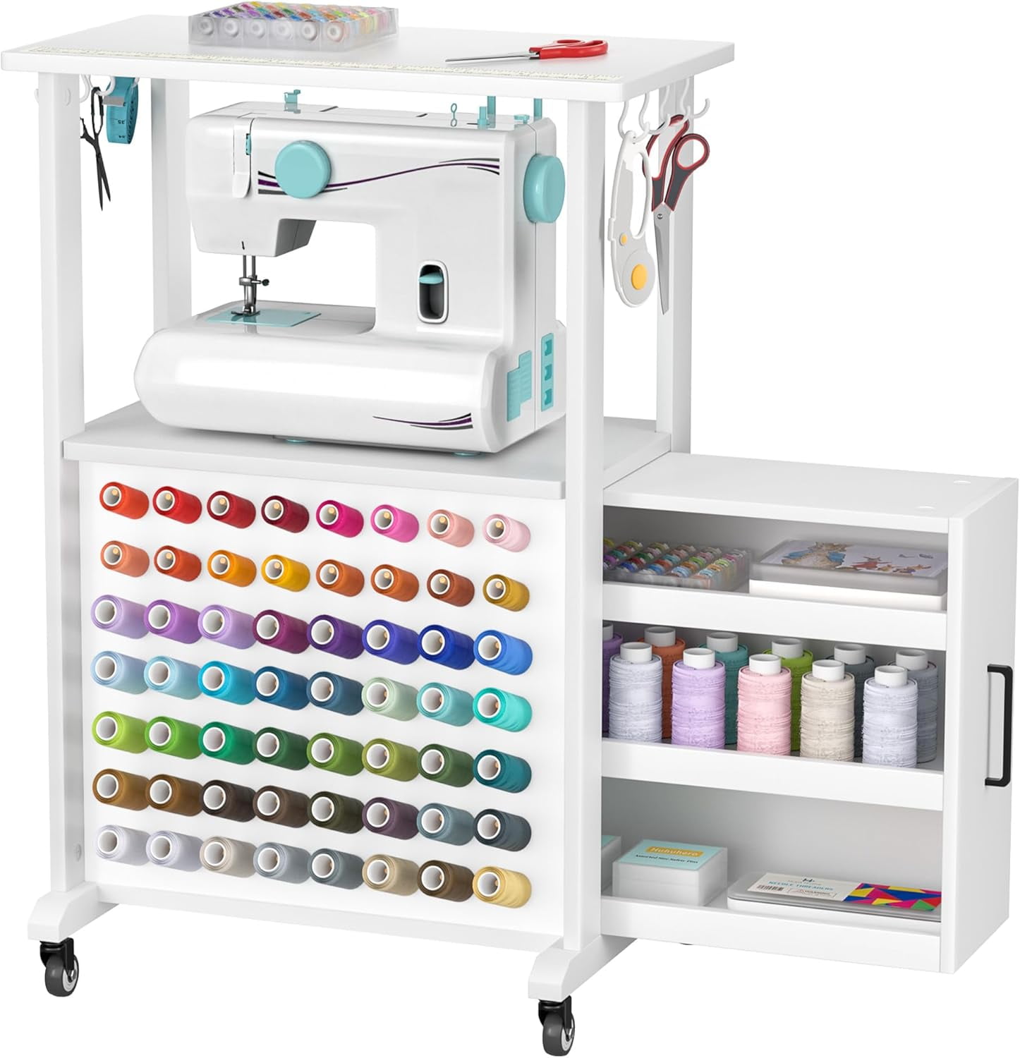 GDLF Sewing Machine cart, Sewing Cabinet with Drawer and Wheels, Sturdy ...