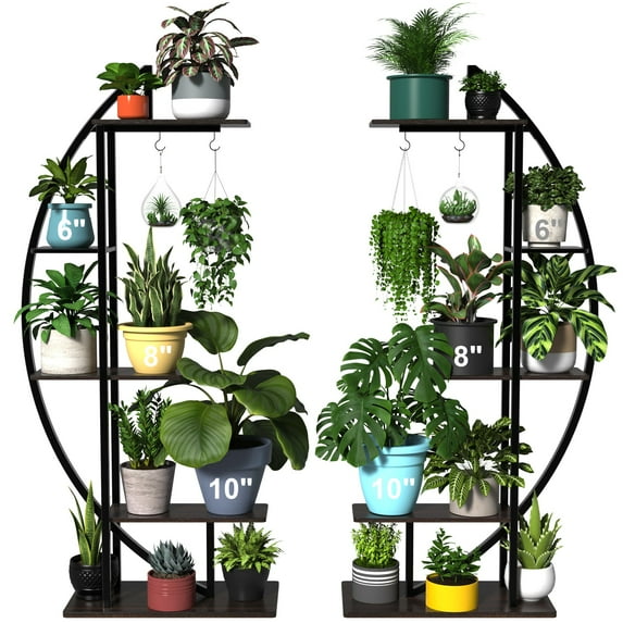 GDLF 5-Tiered Indoor Metal Tall Plant Stand with Large Pot Shelves ...