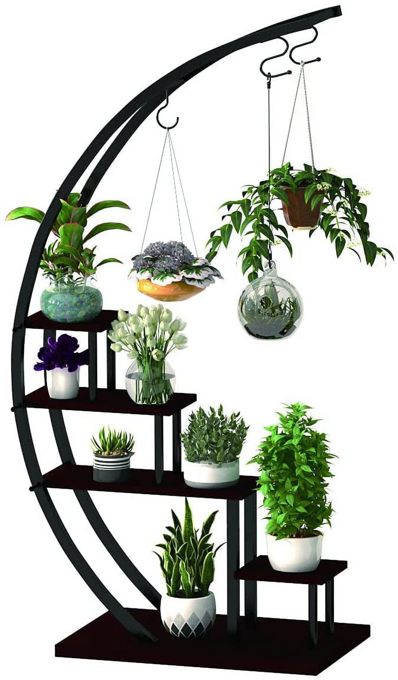 Gdlf5 Tier Metal Plant Stand Creative Half Moon Shape Ladder Flower Pot Stand Rack For Home