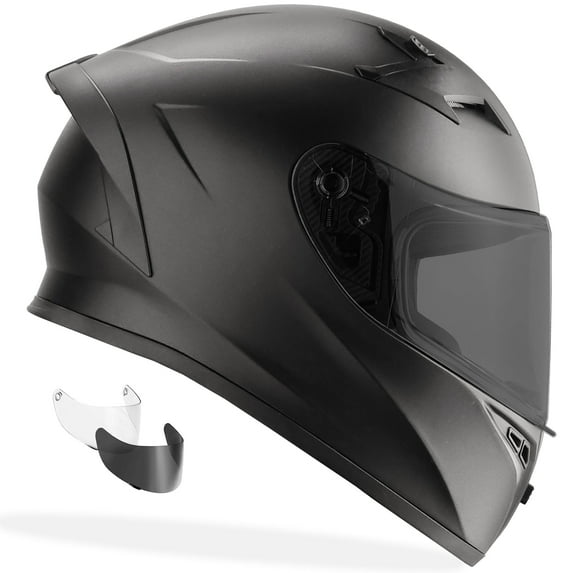 GDM VENOM Matte Black Full Face Motorcycle Helmet DOT with extra Visor for Men Women - Walmart.com