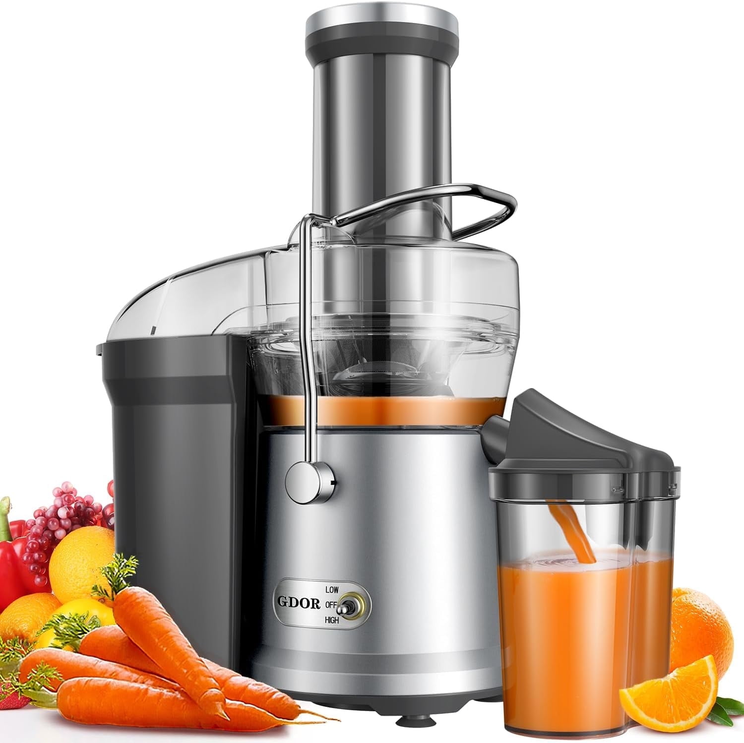 GDOR 1200W Juicer with Larger 3.2" Feed Chute, Titanium Enhanced ...