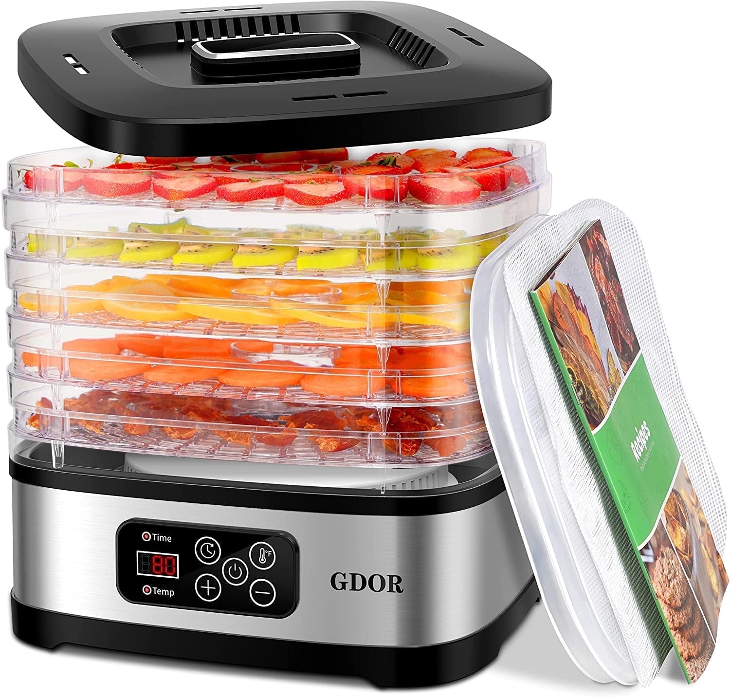 Food Dehydrator Includes Mesh Screen, Fruits Roll Sheet, Recipes, 5 ...