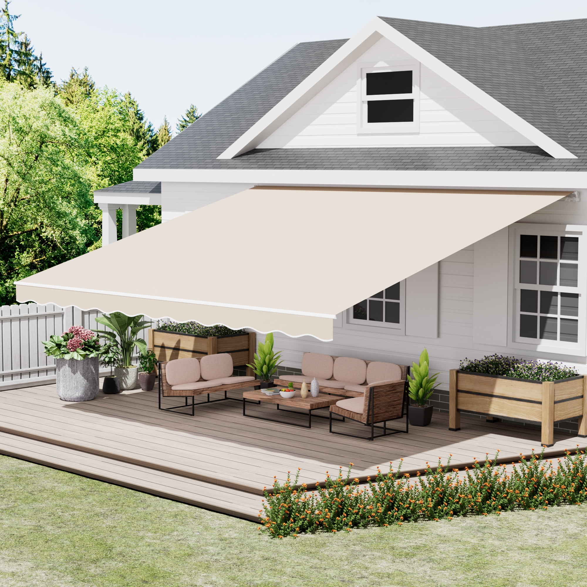 GDPFN 13' x 8' Awning for Patio, Retractable Awning Outdoor Patio ...