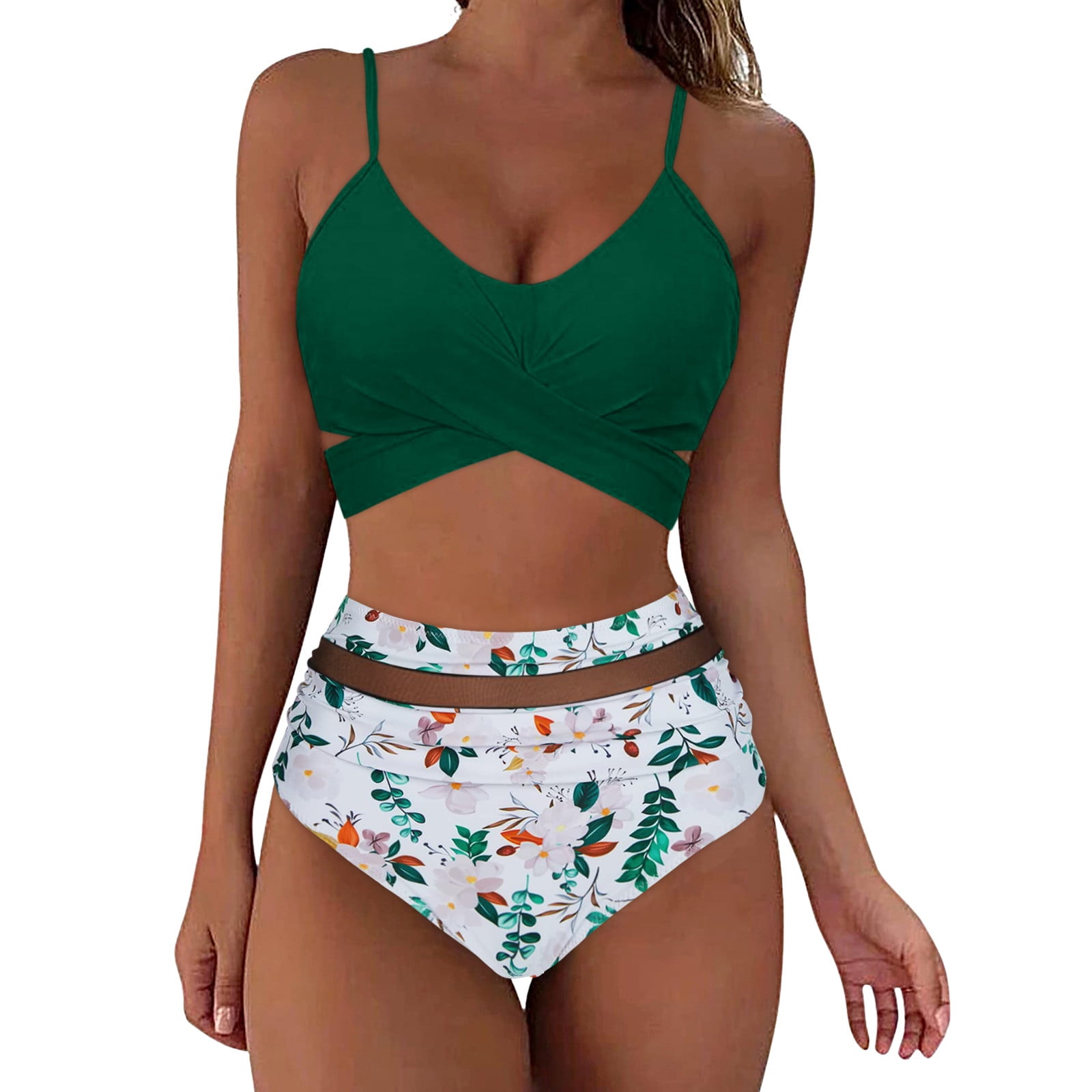 Gdreda Bathing Suit Women Women Mesh High Waisted Bikini Sexy Push Up