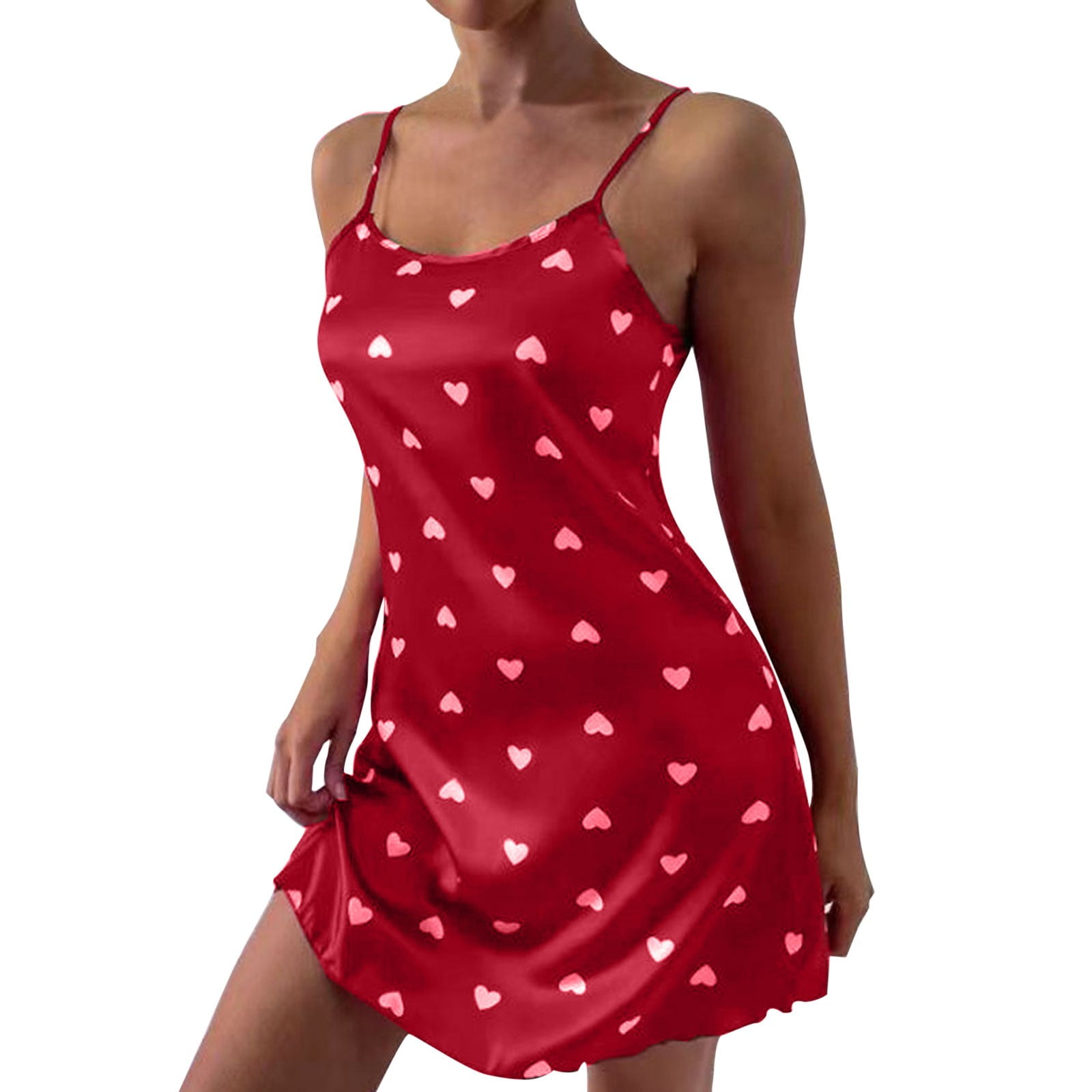 Gdreda Plus Size Sexy Lingerie Womens Sexy Sling Love Nightdress Lingerie Red