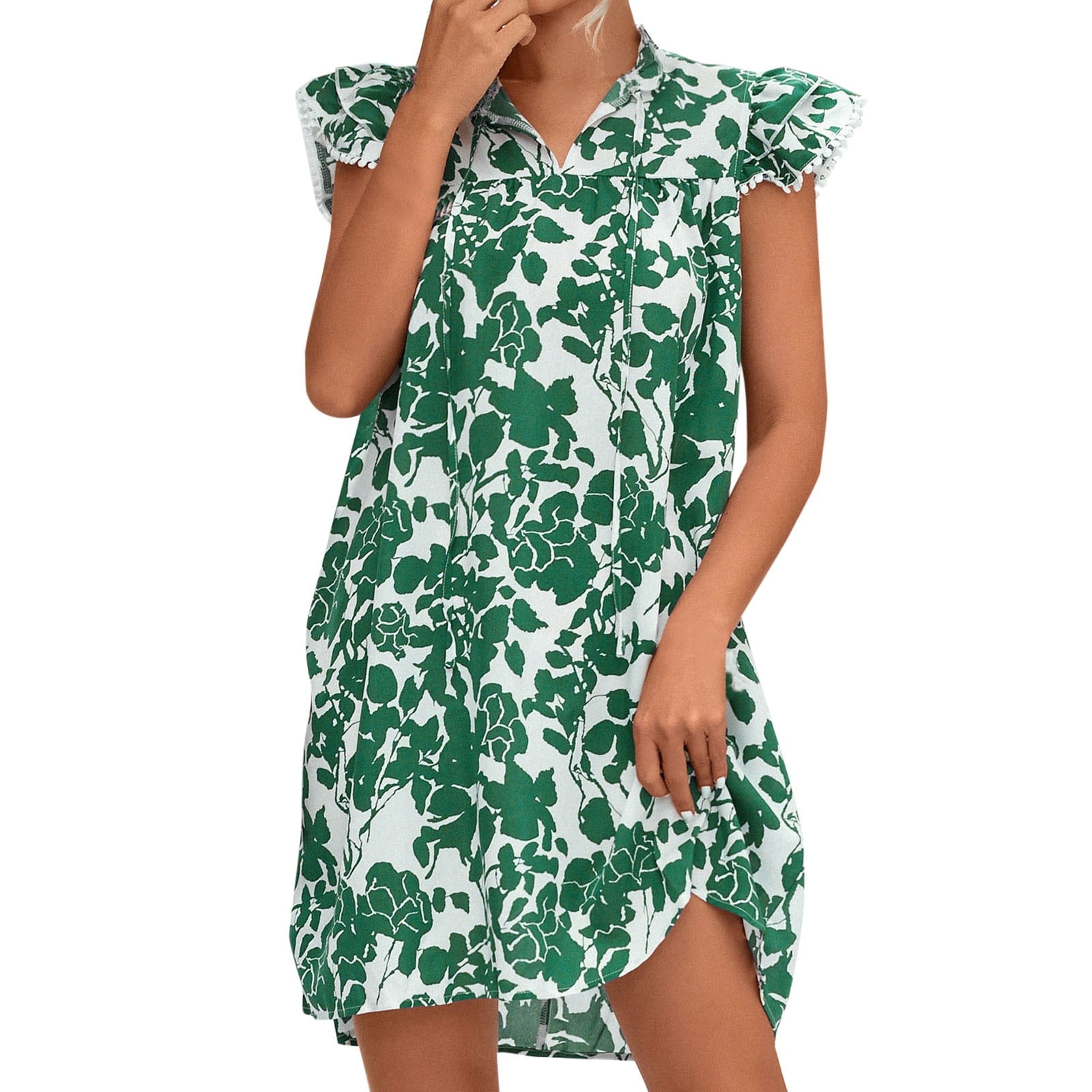Gdreda Semi Formal Dress Womens Spring And Summer V Neckline With Leaf