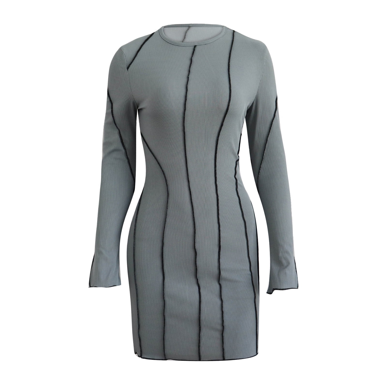 Gdreda Sexy Formal Dresses For Women Womens Round Neck Flared Sleeves