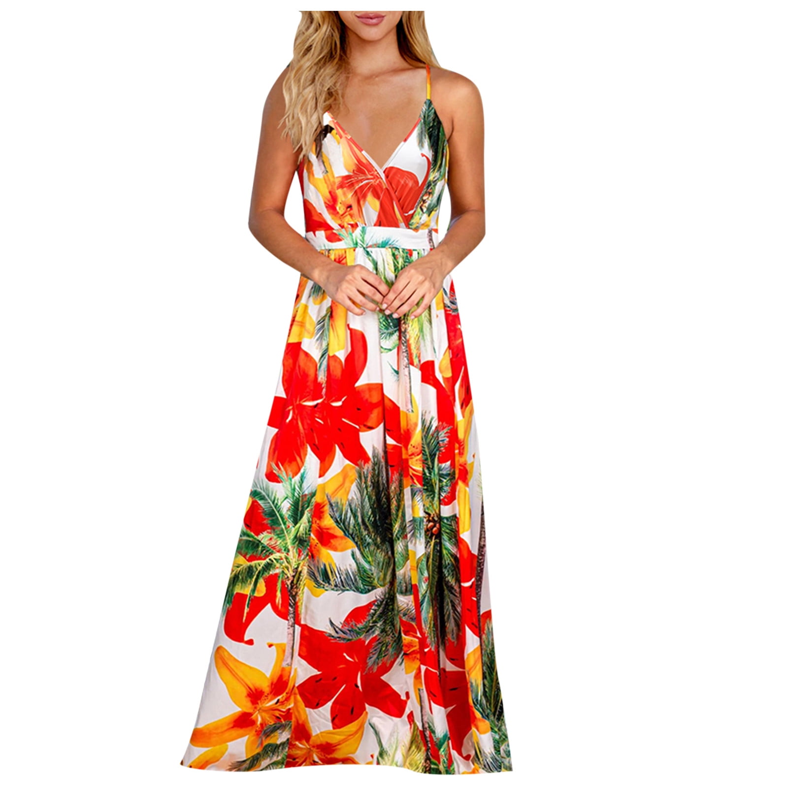 Gdreda Summer Dresses For Women 2024 Women Floral Sexy Backless Evening