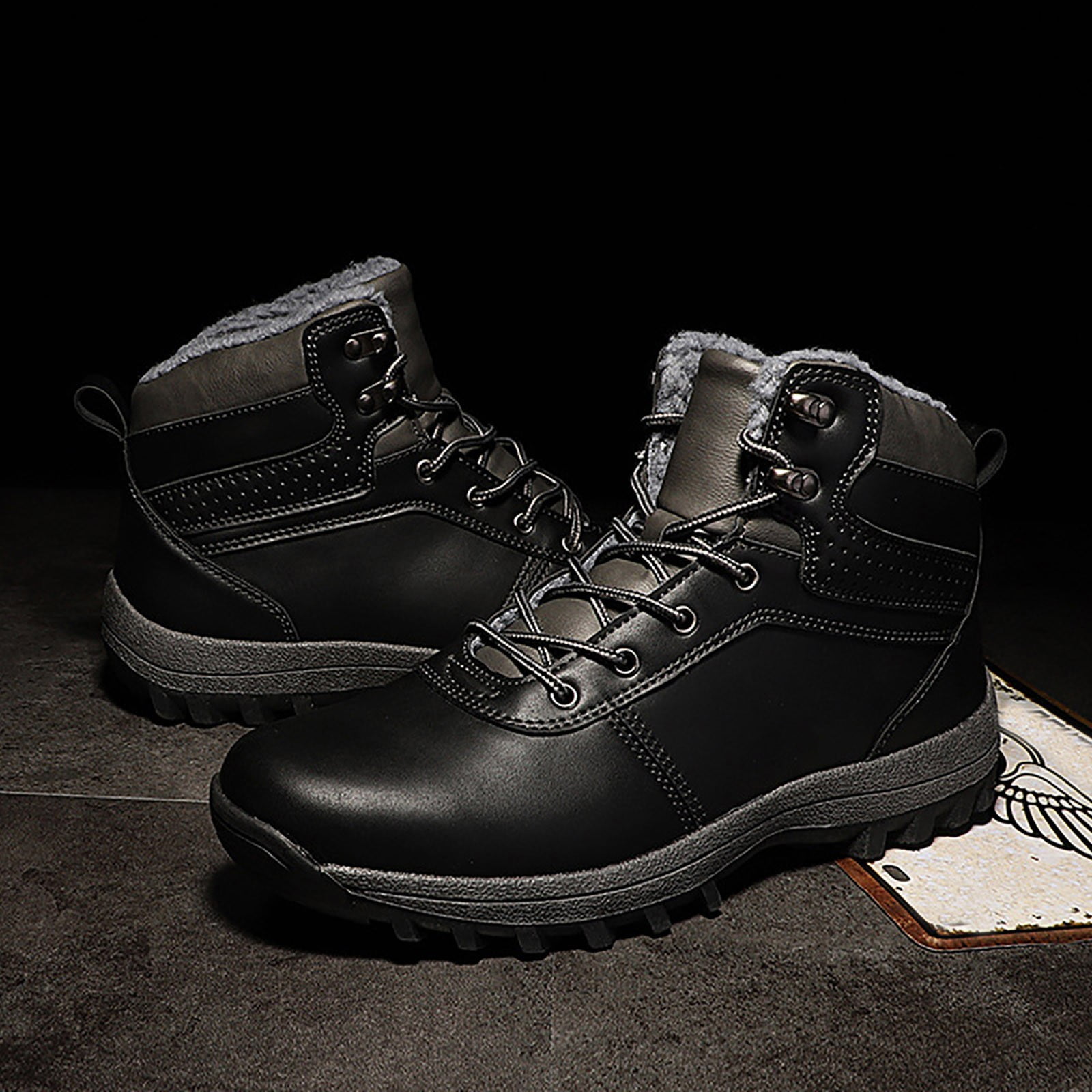 GDREDA Winter Steel Toe Boots for Men Snow Work Boots Resistant Safety ...