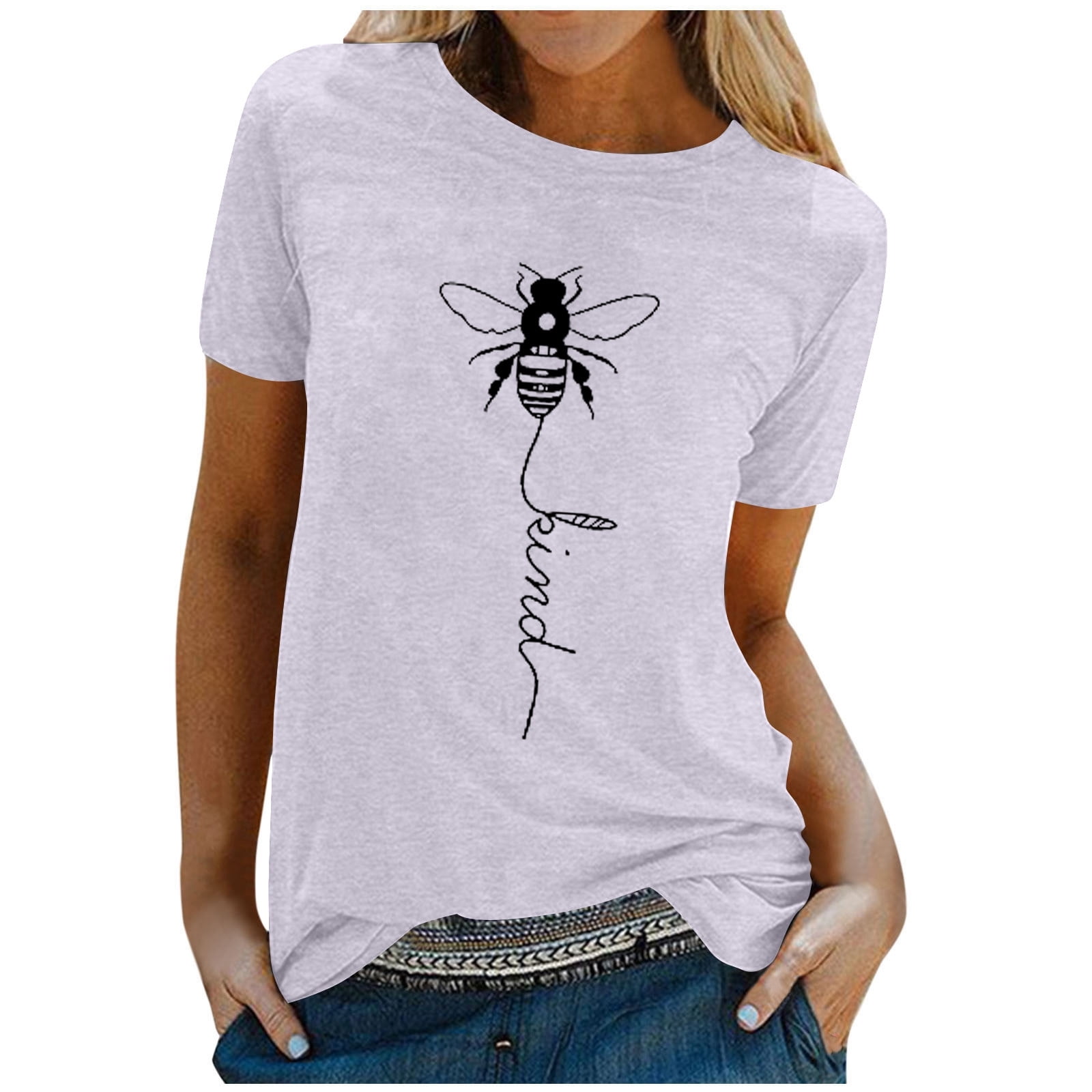 GDREDA Womens Floral Shirts Wildflower Vintage Graphic Tees Spring ...