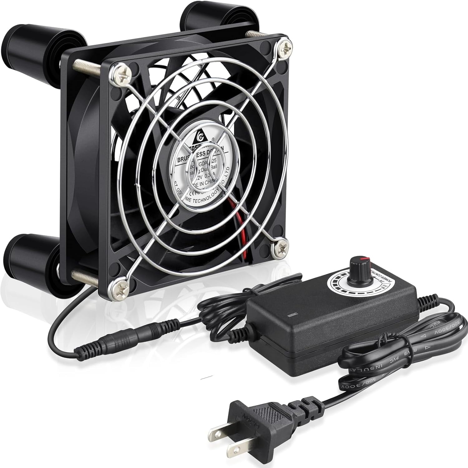GDSTIME 80mm x 25mm Computer Fan with AC Plug 100V-240V Variable Speed ...