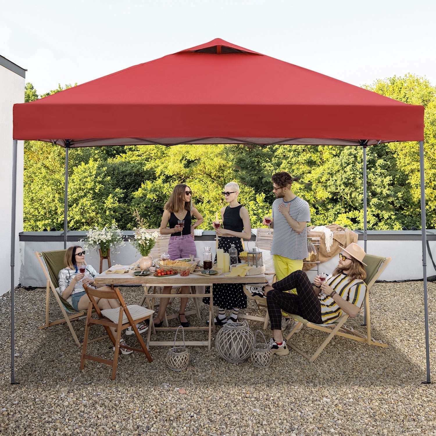 Outdoor Basic 10'x10' Pop up Canopy Tent with Adjustable Height ...