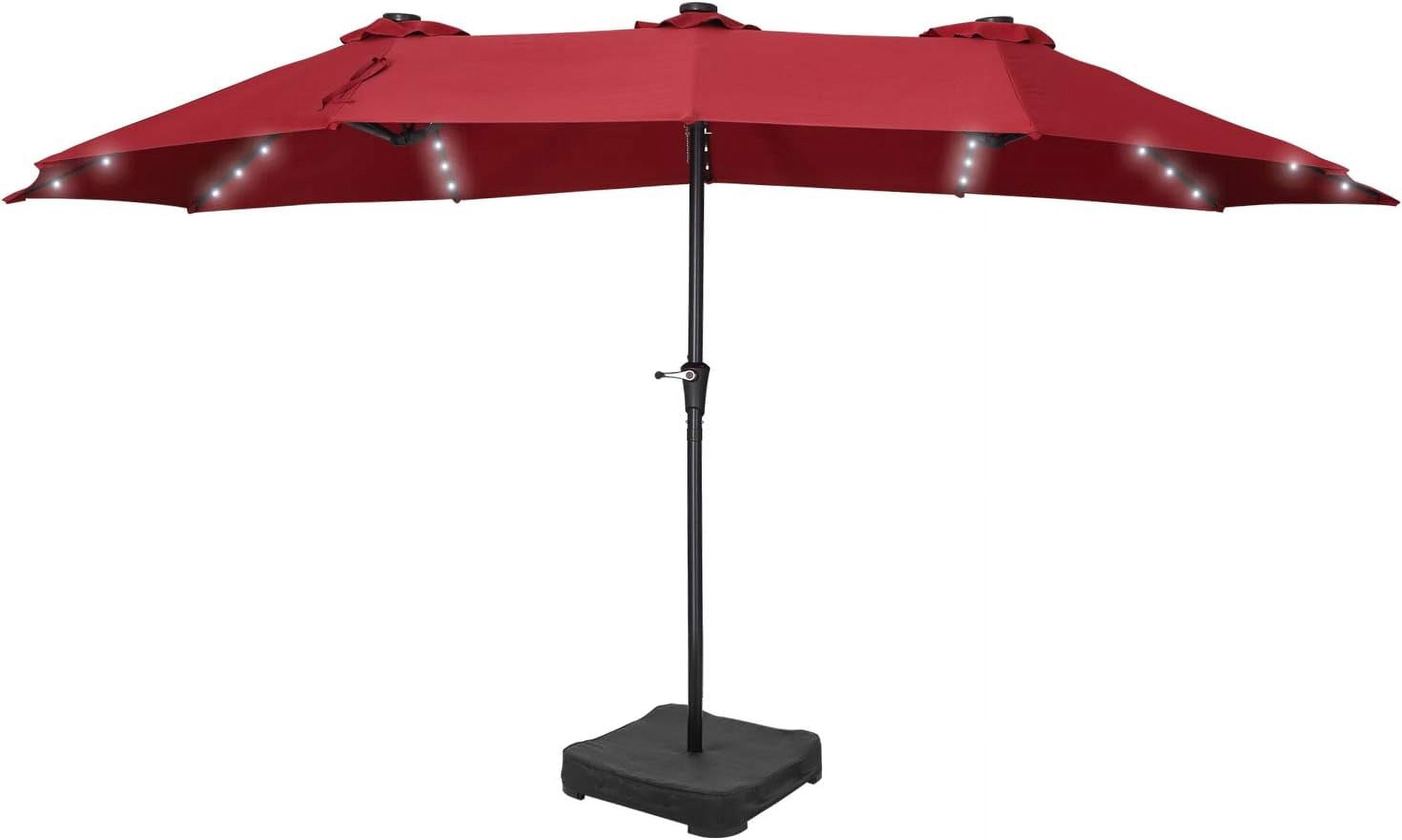 GDY 15Ft Patio Umbrella, Solar Powered 48 LED Lighted Aluminum Double ...