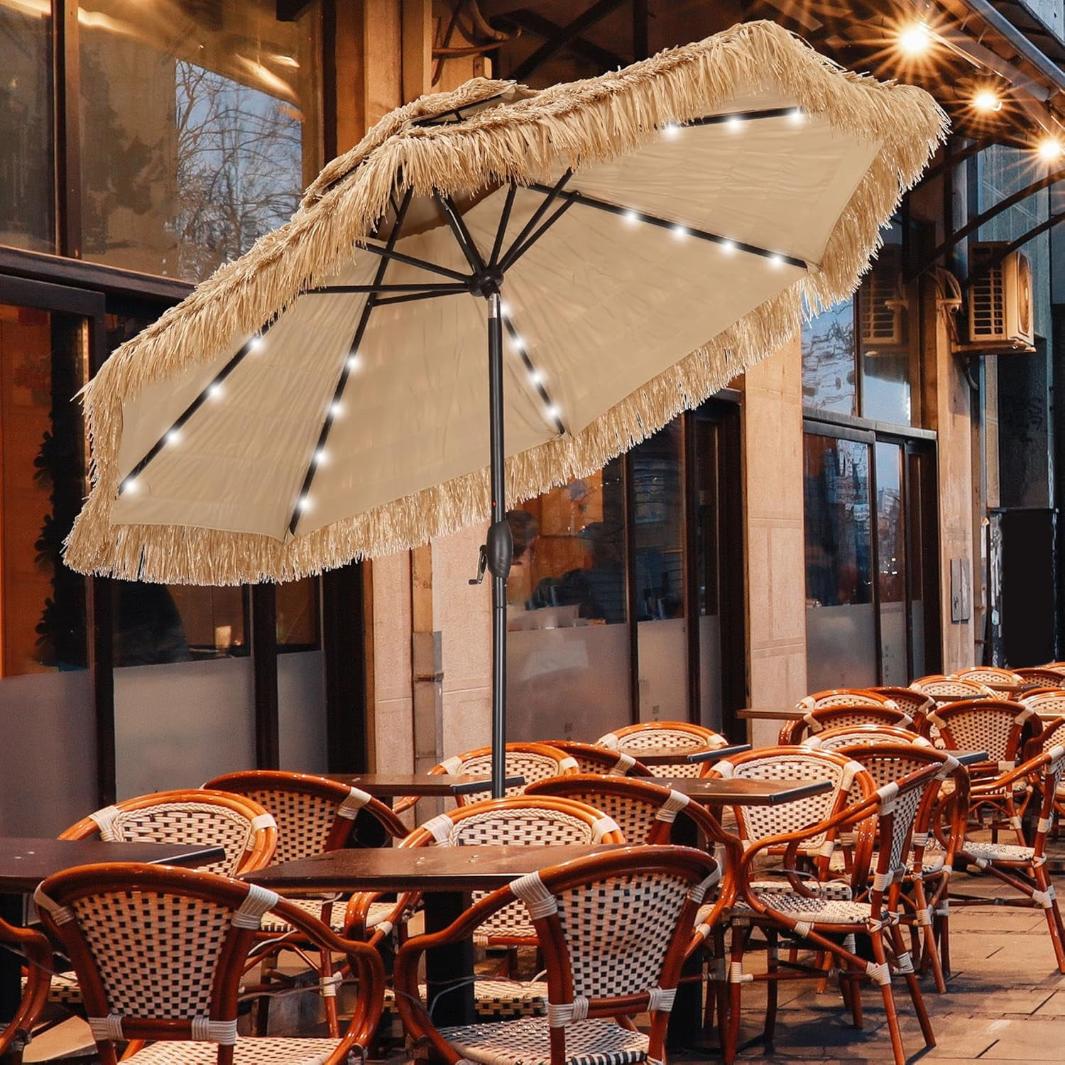 GDY 9 FT Hula Thatched Tiki Umbrella, Hawaiian Style Beach Patio ...