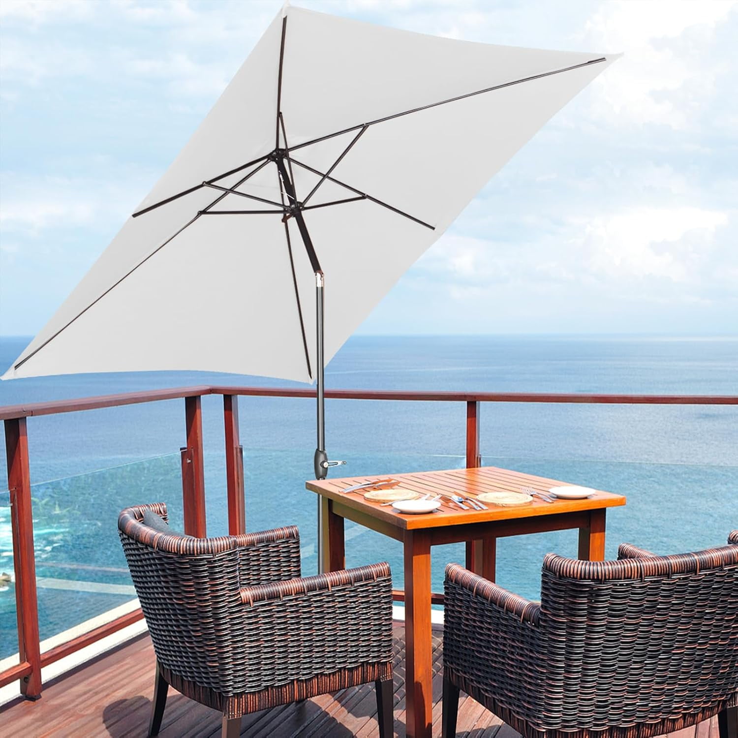 GDY Rectangular Umbrella 10x6.5ft Patio Umbrella with Tilt and Crank ...