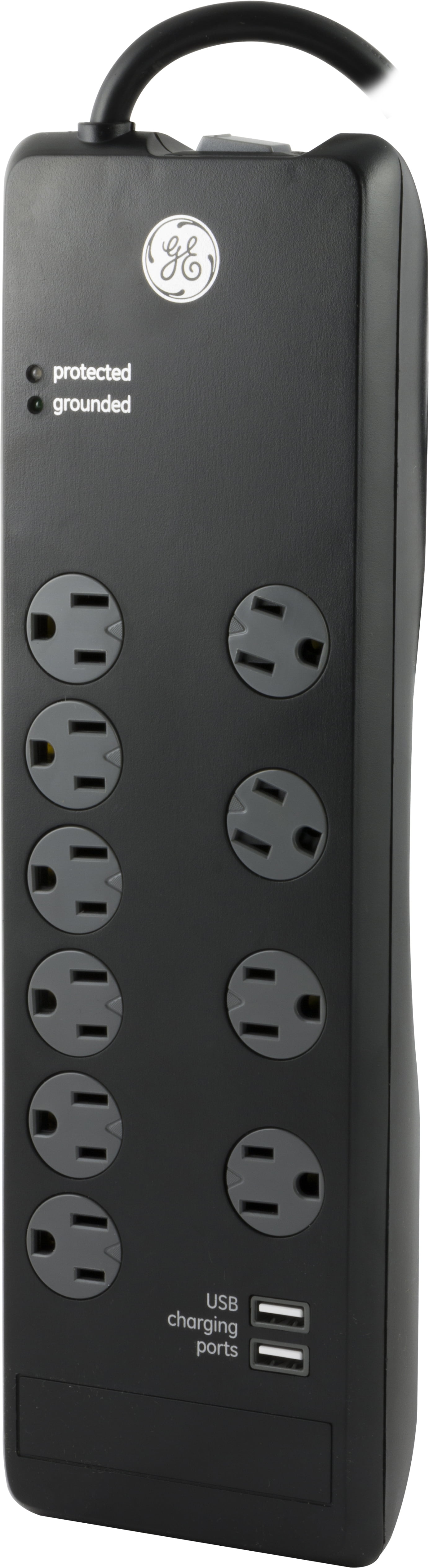GE 10-Outlet, 2-USB Port Surge Protector with 6ft. Cord, Black – 13476 ...
