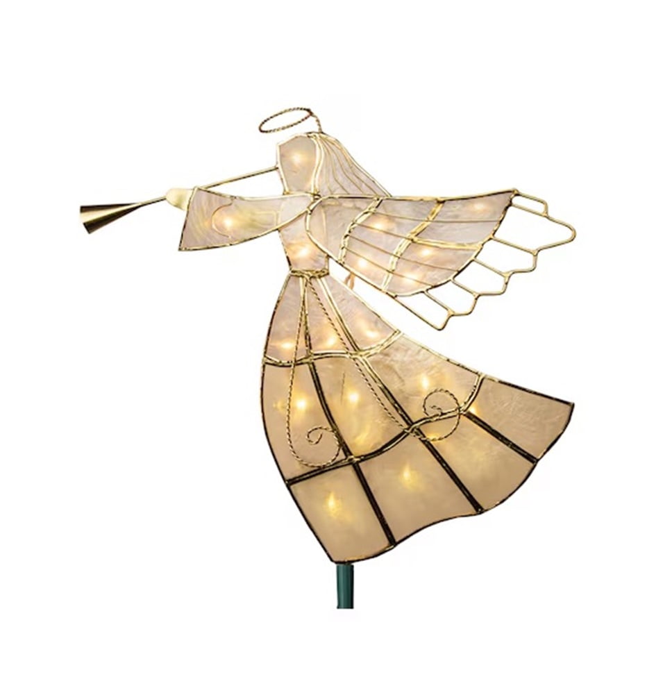 Brandclub - GE 10-inch 16-Light Capiz Angel Tree Topper Off-White with ...