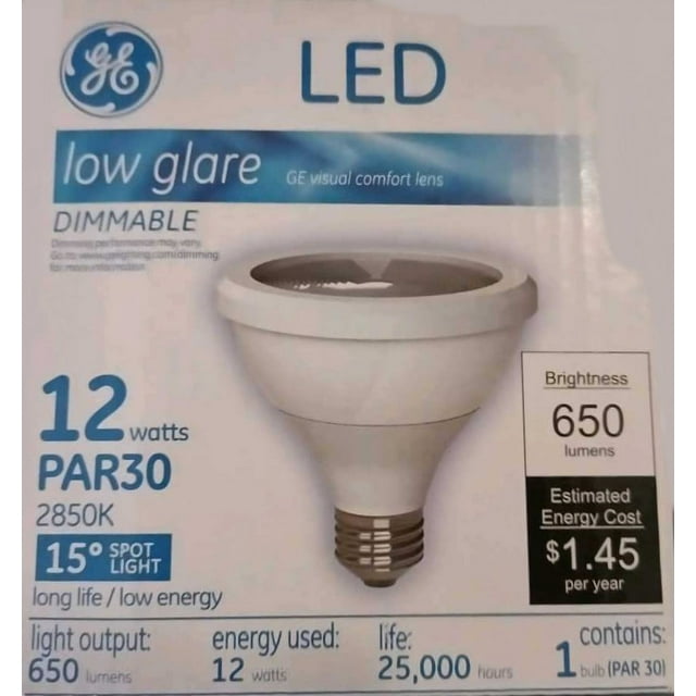 GE 13126 Par30 LED low glare Dimmable 12 watt, 650 lumen, 2850K, LED ...